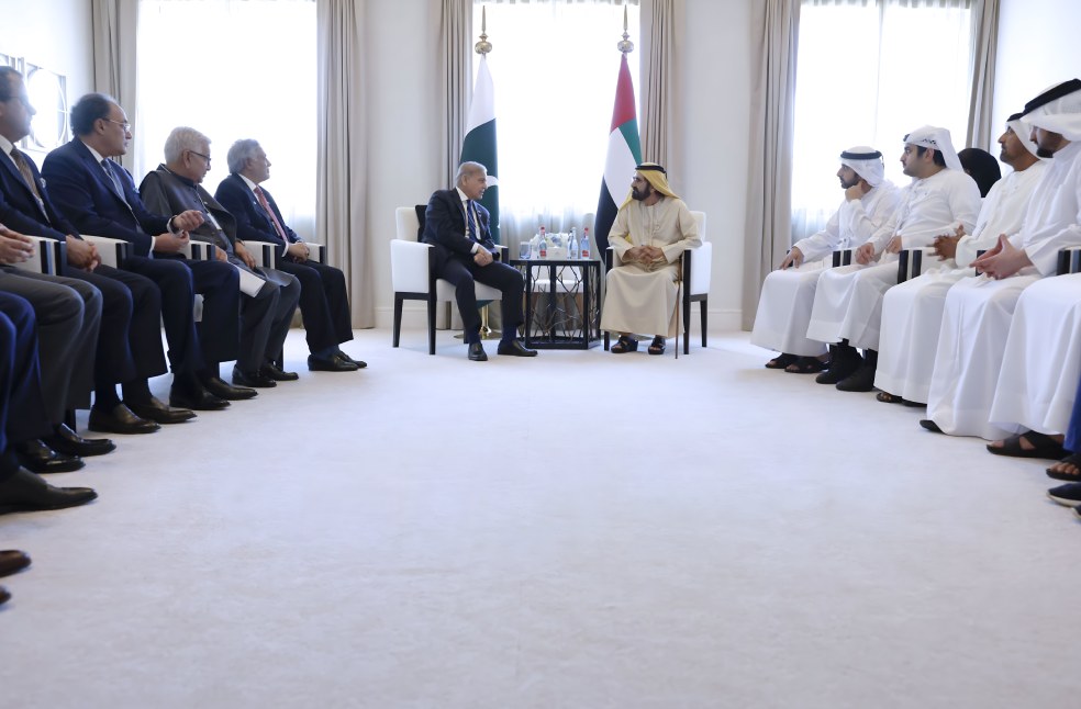 Sheikh Mohammed bin Rashid meets Pakistan PM at WGS 2025