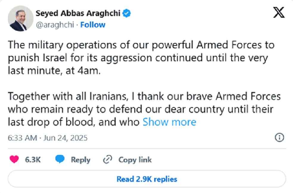Iran’s FM Araghchi: No ceasefire deal yet with Israel - Emirati Times